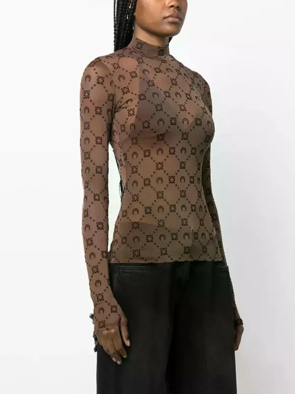 MARINE SERRE Regenerated Moonogram Mesh Top