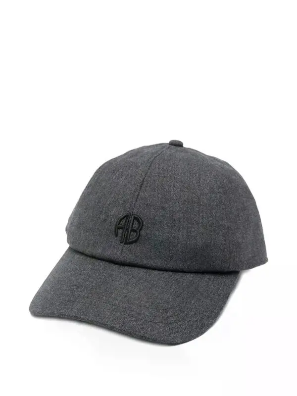 ANINE BING Monogram-embroidered Baseball Cap - Grey