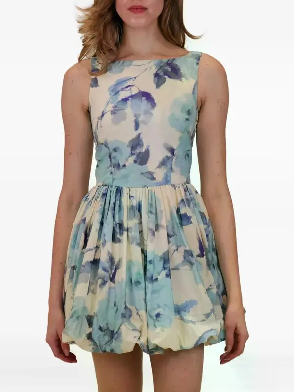 Azeeza Ananya Floral-pattern Mini Dress - Blue