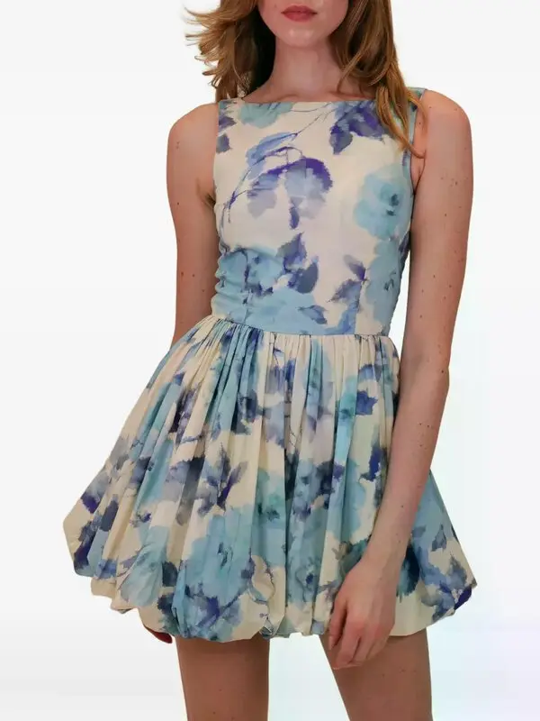 Azeeza Ananya Floral-pattern Mini Dress - Blue