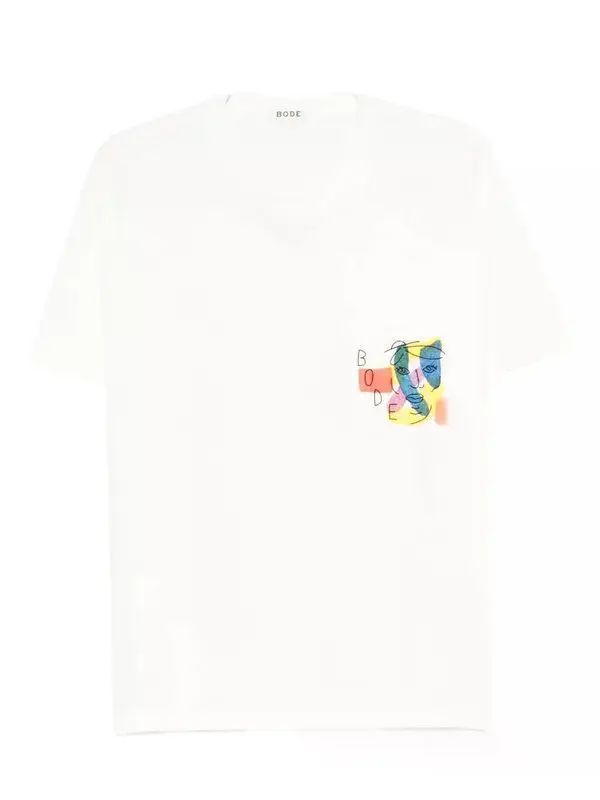 BODE Abstract-print Pocket T-shirt - White