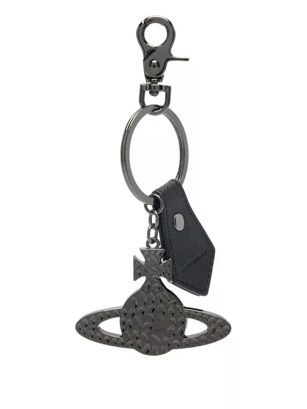 VIVIENNE WESTWOOD Orb Hammered Keyring - Black