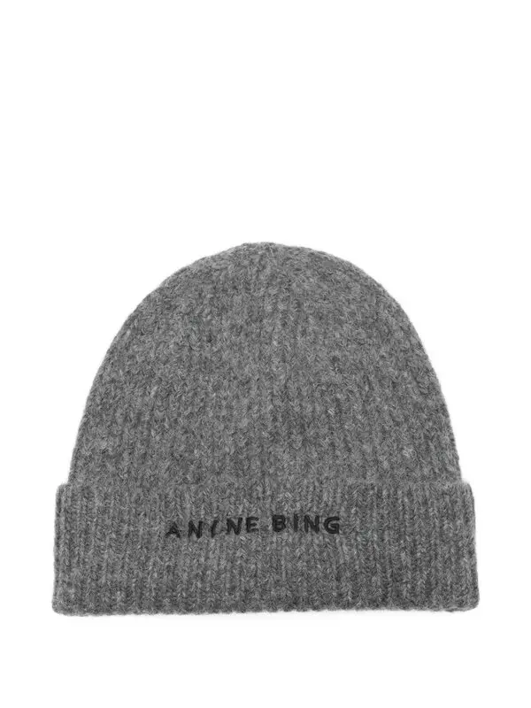 ANINE BING Ribbed-knit Beanie - Grey