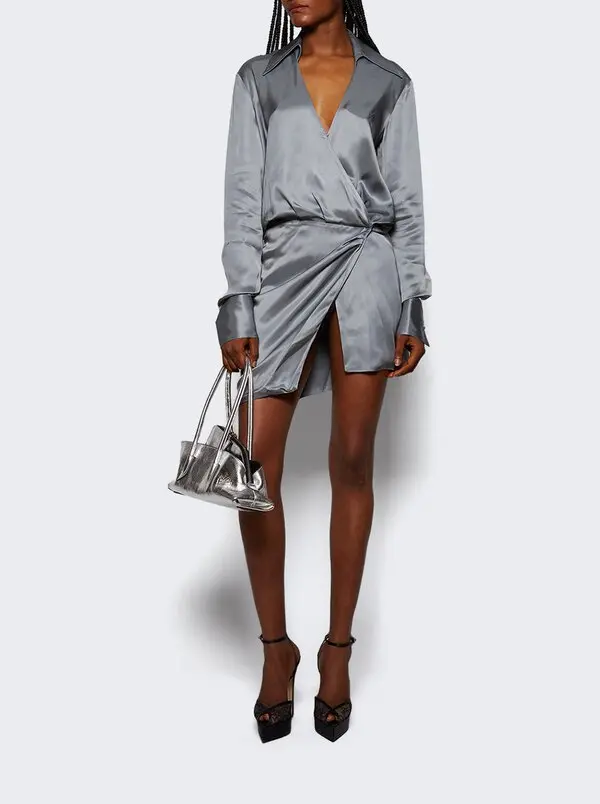 Attico Mini Wrap Dress - Silver