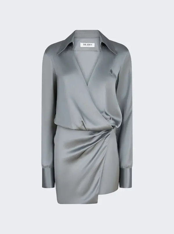 Attico Mini Wrap Dress - Silver