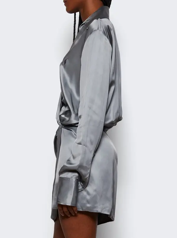Attico Mini Wrap Dress - Silver