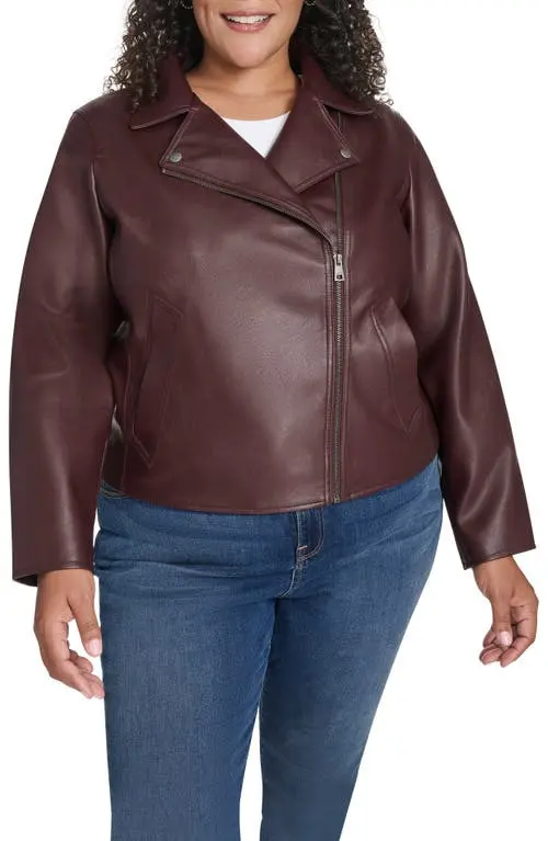 LEVI'S Slim Fit Faux Leather Moto Jacket - Oxblood