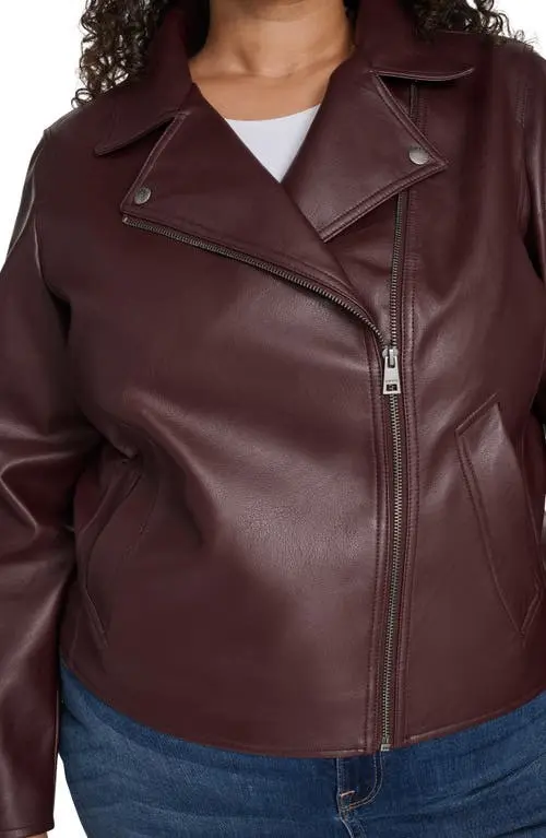 LEVI'S Slim Fit Faux Leather Moto Jacket - Oxblood
