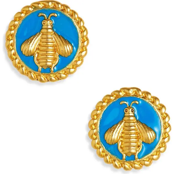 KARINE SULTAN Bee Coin Stud Earrings - Blue