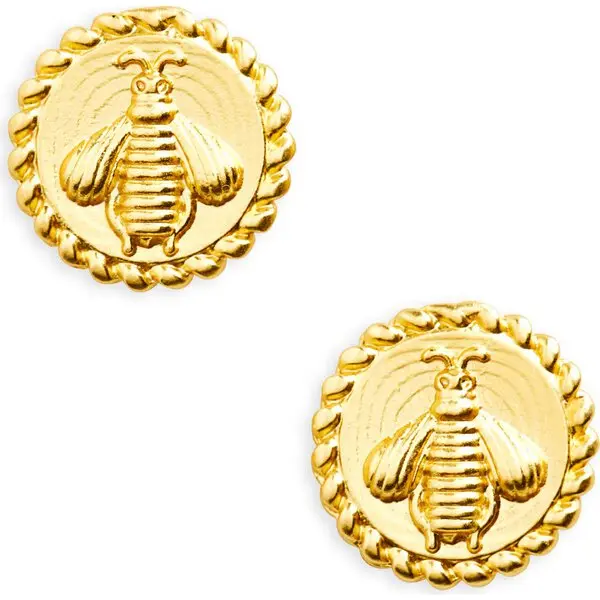 KARINE SULTAN Bee Coin Stud Earrings - Gold