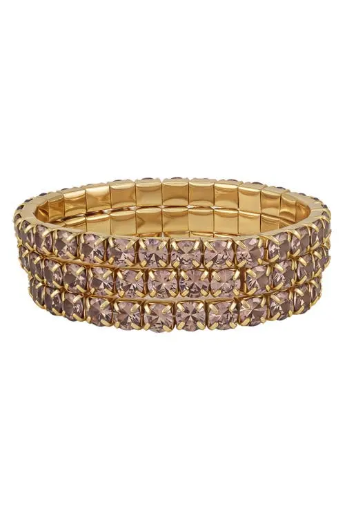 Vince Camuto Cubic Zirconia Trio Stretch Bracelet Set - 14k Gold Plated