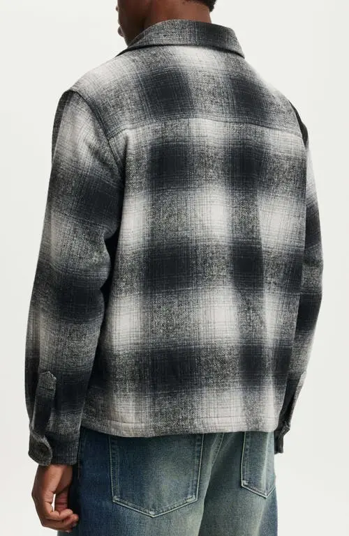 COTTON ON Boxy Overshirt - Black Shadow Check