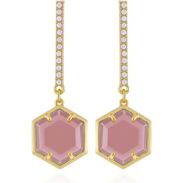 Vince Camuto Hexagon Pave Bar Drop Earrings - 14k Gold Plated