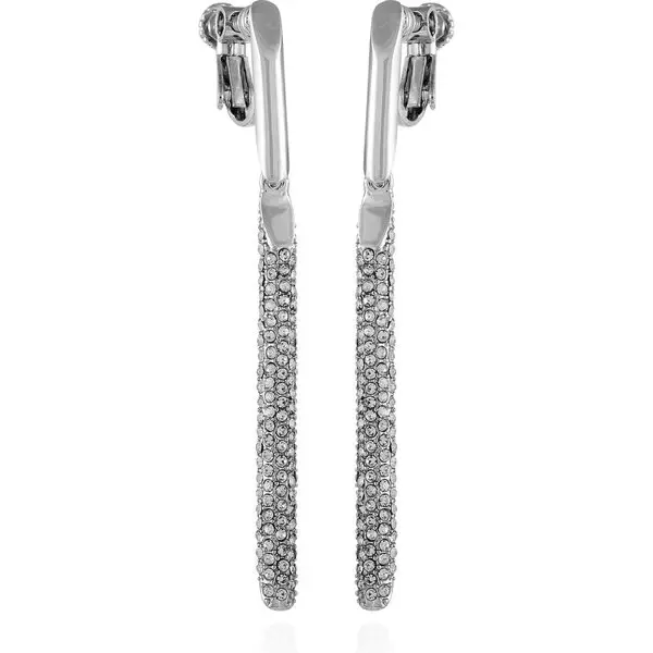 Vince Camuto Pave Bar Clip-on Earrings - Silver Tone