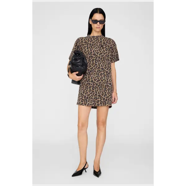 ANINE BING Beth Mini Dress - Black And Brown Leopard