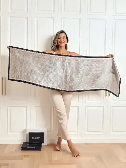 SILKSILKY Mulberry Silk Printed Long Rectangle Shawl Scarf