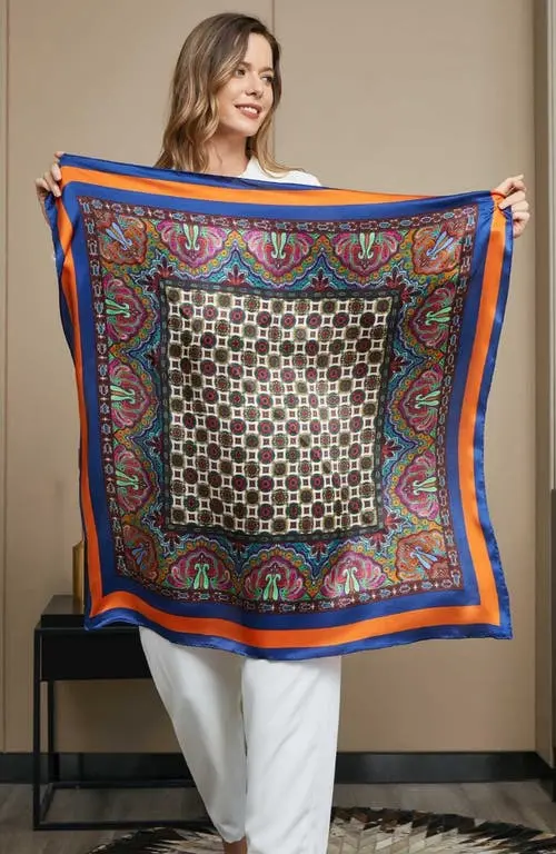 SILKSILKY Pure Silk Bohemian Square Scarf - Multi