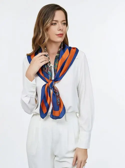SILKSILKY Pure Silk Bohemian Square Scarf - Multi