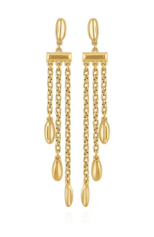 Vince Camuto Long Chain Tassel Earrings - 14k Gold Plated