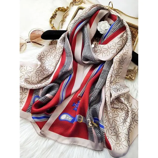 SILKSILKY Long Silk Scarf - Khaki