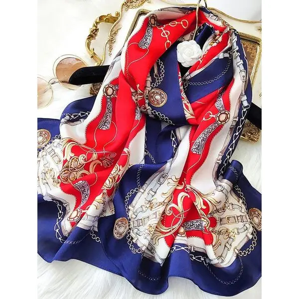 SILKSILKY Long Silk Scarf - Nautical Blue