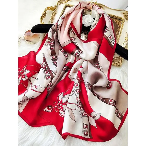 SILKSILKY Long Silk Scarf - Red