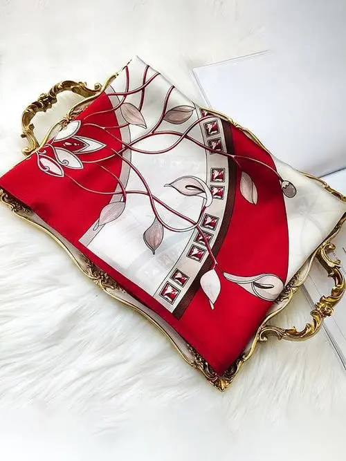 SILKSILKY Long Silk Scarf - Red