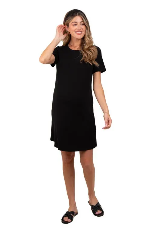 PINKBLUSH Ribbed Knit Basic T-shirt Dress