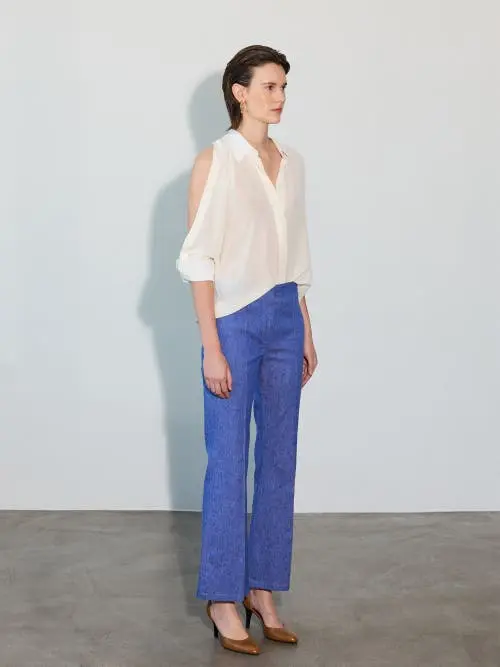 CALLAS MILANO Lola Denim Cropped Flare Trousers - Blue