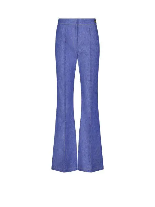 CALLAS MILANO Lola Denim Stretch Crepe Cropped Flare Trouser - Blue