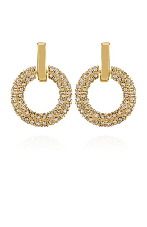 Vince Camuto Pavé Crystal Hoop Drop Earrings - 14k Gold Plated