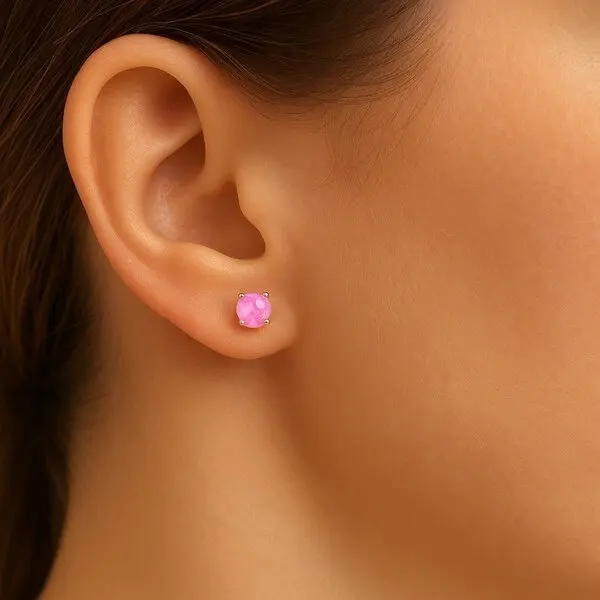 DONATELLO GIAN Sterling Silver Opal Stud Earrings - Pink