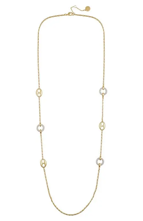 Vince Camuto Signature Mixed Link Pavé Long Necklace - 14k Gold Plated
