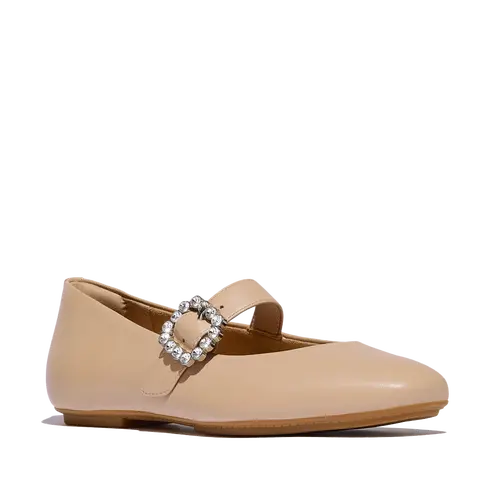 Fitflop Delicato Crystal-buckle Leather Mary Janes - Classic Beige