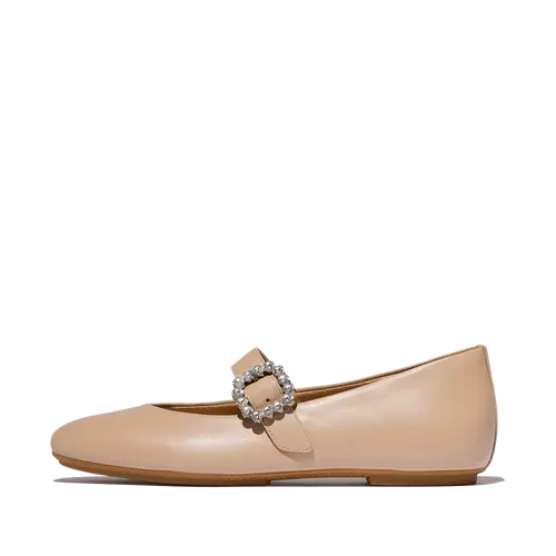 Fitflop Delicato Crystal-buckle Leather Mary Janes - Classic Beige