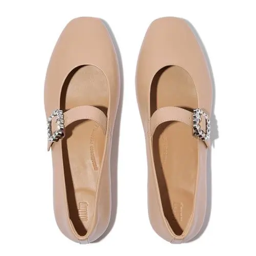 Fitflop Delicato Crystal-buckle Leather Mary Janes - Classic Beige