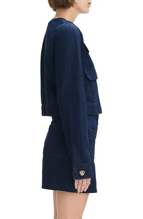 FAVORITE DAUGHTER Emily Collarless Cropped Denim Jacket