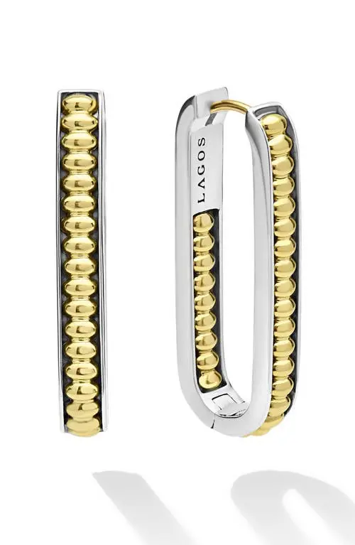 Lagos Large Two-tone Linear Hoop Earrings - Two Tone