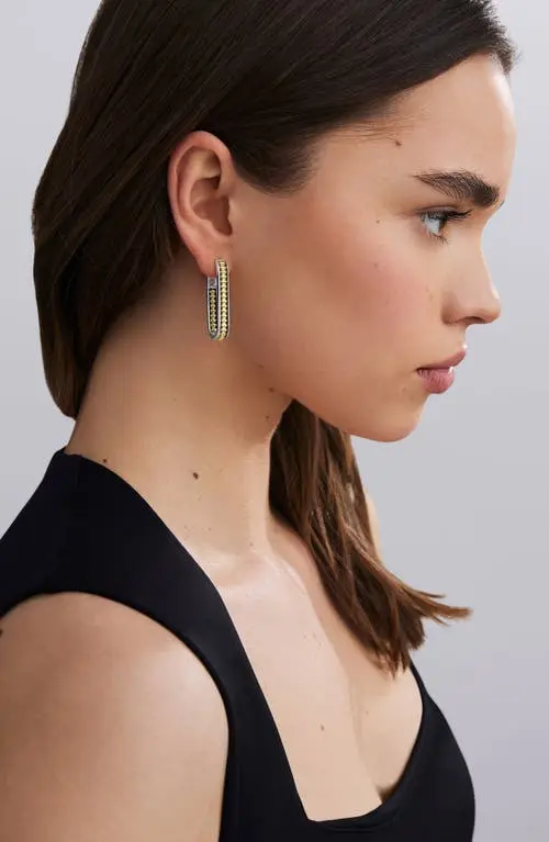 Lagos Large Two-tone Linear Hoop Earrings