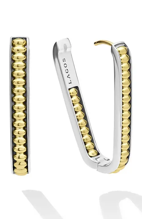 Lagos Large Two-tone Linear Hoop Earrings