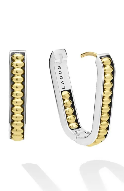 Lagos Two-tone Linear Hoop Earrings - Two Tone