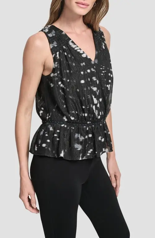 Dkny Shine Crinkle Chiffon Peplum Top