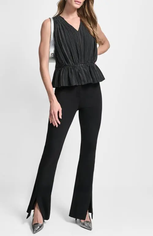 Dkny Studded Chiffon Peplum Top - Black