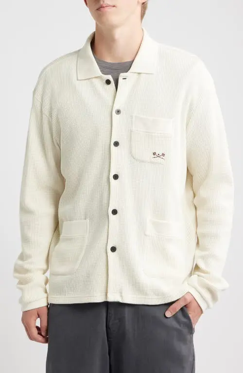 DARK SEAS Delano Cotton Thermal Button-up Shirt - Off White