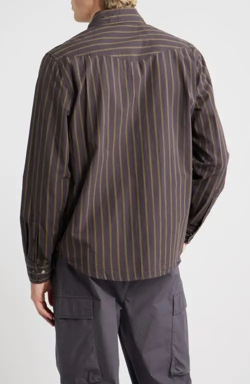 DARK SEAS Kimbro Stripe Cotton Snap-up Western Shirt - Black