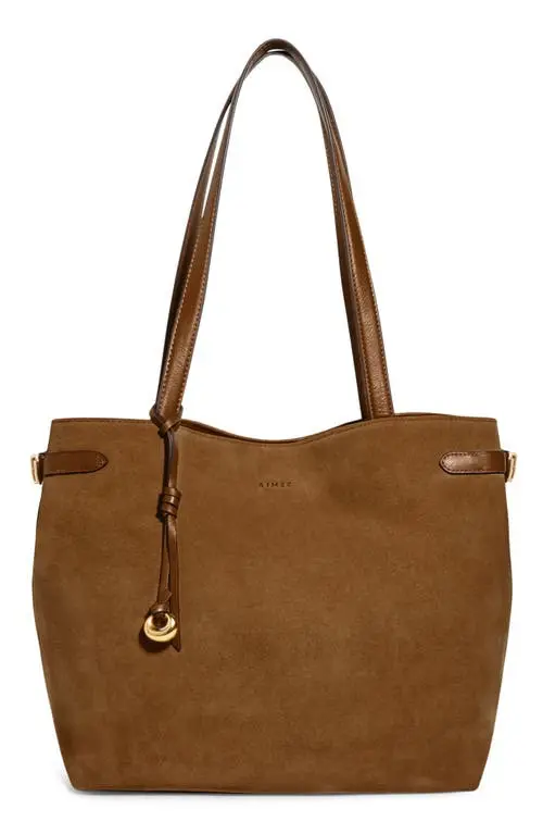 AIMEE Gramercy Leather Tote - Coffee Suede