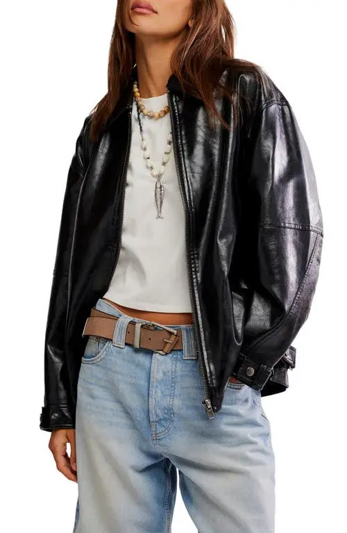 Free People Sloan Faux Leather Jacket - Black