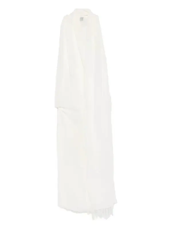 TOTEME Frayed-edge Draped Dress - White
