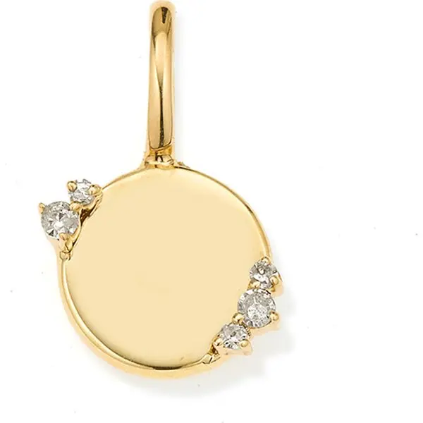 Adina Reyter Diamond Dog Tag Mini Charm - 9k Yellow Gold