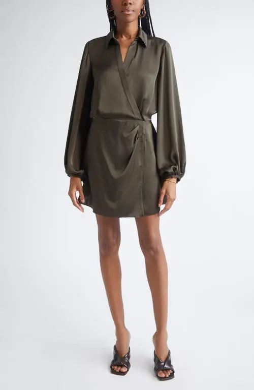 Ramy Brook Carolyn Long Sleeve Satin Wrap Dress